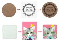 China Custom Print Logo Sublimation Blanks Coasters Round Square Colorful PU Leather Sublimation Coaster for sale