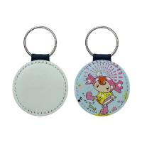 China PU Sublimation Heart Keychain Blank Custom Logo Double Side Printing Sublimation Leather Keychain for sale