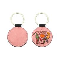 China PU Sublimation Heart Keychain Blank Custom Logo Double Side Printing Sublimation Leather Keychain for sale