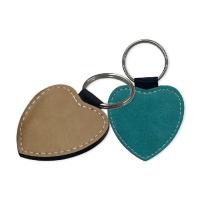 China PU Sublimation Heart Keychain Blank Custom Logo Double Side Printing Sublimation Leather Keychain for sale