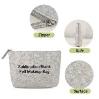China Custom Blank Sublimation Portable Felt Makeup Bag Coin Purse Cosmetic Canvas Bag With Zipper for sale