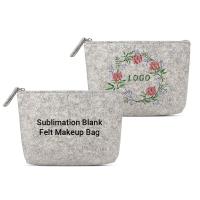 China Custom Blank Sublimation Portable Felt Makeup Bag Coin Purse Cosmetic Canvas Bag With Zipper for sale