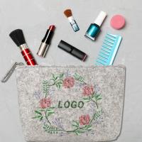 China Custom Blank Sublimation Portable Felt Makeup Bag Coin Purse Cosmetic Canvas Bag With Zipper for sale