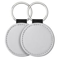 China Custom Leather Keychain Printable Double Sided Sublimation Leather Keychain Blanks for sale