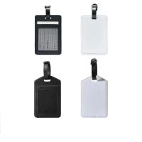 China Personalized PU Leather Luggage Tag With Card Slot Back Custom Logo Printed White Blank Rectangle Sublimation Heat Transfer Tag for sale