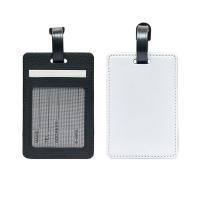 China Personalized PU Leather Luggage Tag With Card Slot Back Custom Logo Printed White Blank Rectangle Sublimation Heat Transfer Tag for sale