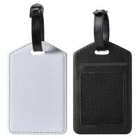 China Personalized PU Leather Luggage Tag With Card Slot Back Custom Logo Printed White Blank Rectangle Sublimation Heat Transfer Tag for sale