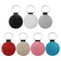 China Leather Sublimation Keychain Colorful Blank Single Sided Glitter Keychain Custom Key Tag for sale