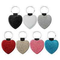 China Leather Sublimation Keychain Colorful Blank Single Sided Glitter Keychain Custom Key Tag for sale