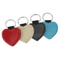China Leather Sublimation Keychain Colorful Blank Single Sided Glitter Keychain Custom Key Tag for sale