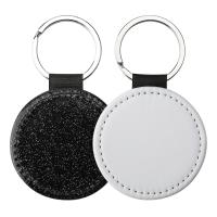 China Leather Sublimation Keychain Colorful Blank Single Sided Glitter Keychain Custom Key Tag for sale