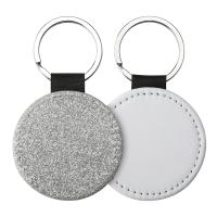China Leather Sublimation Keychain Colorful Blank Single Sided Glitter Keychain Custom Key Tag for sale