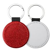 China Leather Sublimation Keychain Colorful Blank Single Sided Glitter Keychain Custom Key Tag for sale