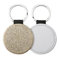 China Leather Sublimation Keychain Colorful Blank Single Sided Glitter Keychain Custom Key Tag for sale