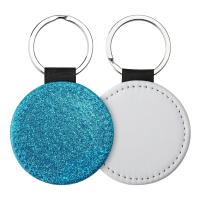China Leather Sublimation Keychain Colorful Blank Single Sided Glitter Keychain Custom Key Tag for sale
