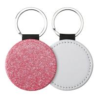China Leather Sublimation Keychain Colorful Blank Single Sided Glitter Keychain Custom Key Tag for sale