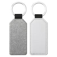 China Leather Sublimation Keychain Colorful Blank Single Sided Glitter Keychain Custom Key Tag for sale