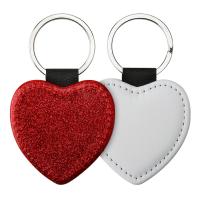 China Leather Sublimation Keychain Colorful Blank Single Sided Glitter Keychain Custom Key Tag for sale