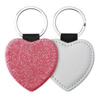 China Leather Sublimation Keychain Colorful Blank Single Sided Glitter Keychain Custom Key Tag for sale