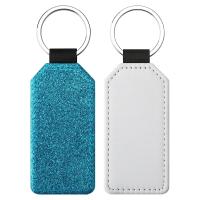 China Leather Sublimation Keychain Colorful Blank Single Sided Glitter Keychain Custom Key Tag for sale