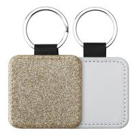 China Leather Sublimation Keychain Colorful Blank Single Sided Glitter Keychain Custom Key Tag for sale