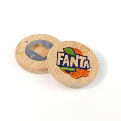 China Blank Round Sublimation Wooden Magnetic Beer Bottle Opener for sale