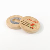 China Blank Round Sublimation Wooden Magnetic Beer Bottle Opener for sale