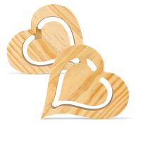 China Double Heart Photo Frame Sublimation Blanks Custom Wood Picture Frames For Christmas Decorative for sale