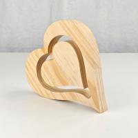 China Double Heart Photo Frame Sublimation Blanks Custom Wood Picture Frames For Christmas Decorative for sale