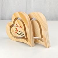 China Double Heart Photo Frame Sublimation Blanks Custom Wood Picture Frames For Christmas Decorative for sale