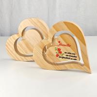 China Double Heart Photo Frame Sublimation Blanks Custom Wood Picture Frames For Christmas Decorative for sale