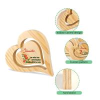 China Double Heart Photo Frame Sublimation Blanks Custom Wood Picture Frames For Christmas Decorative for sale