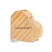 China Home Decor Gifts Custom Heart Shape Blank Wooden Sublimation Candle Holder for sale