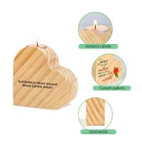 China Home Decor Gifts Custom Heart Shape Blank Wooden Sublimation Candle Holder for sale