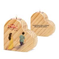 China Home Decor Gifts Custom Heart Shape Blank Wooden Sublimation Candle Holder for sale
