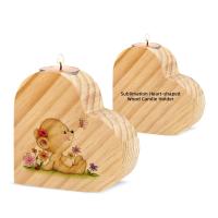 China Home Decor Gifts Custom Heart Shape Blank Wooden Sublimation Candle Holder for sale