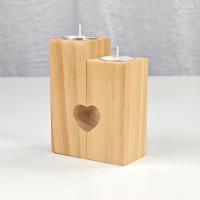 China Eco Friendly Wooden Sublimation Candle Holder Ambient Decoration Couple Romantic Heart Shaped Wedding Decoration Candle Holder for sale