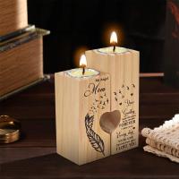 China Eco Friendly Wooden Sublimation Candle Holder Ambient Decoration Couple Romantic Heart Shaped Wedding Decoration Candle Holder for sale