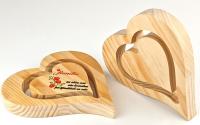 China Double Heart Photo Frame Sublimation Blanks Custom Wood Picture Frames For Christmas Decorative for sale