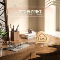 China Double Heart Photo Frame Sublimation Blanks Custom Wood Picture Frames For Christmas Decorative for sale