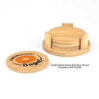 China Eco Friendly Round Sublimation Natural Bamboo Wood Coaster Custom Logo Pallet Cup Mat for sale