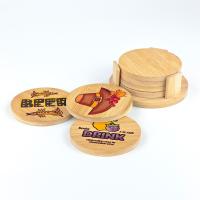 China Eco Friendly Round Sublimation Natural Bamboo Wood Coaster Custom Logo Pallet Cup Mat for sale
