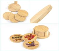 China Eco Friendly Round Sublimation Natural Bamboo Wood Coaster Custom Logo Pallet Cup Mat for sale