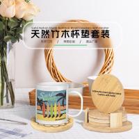 China Eco Friendly Round Sublimation Natural Bamboo Wood Coaster Custom Logo Pallet Cup Mat for sale