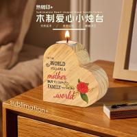 China Home Decor Gifts Custom Heart Shape Blank Wooden Sublimation Candle Holder for sale