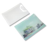 China Sublimation Tempered Glass Photo Plate Rectangle Round Steak Fruit Trays Blank Sublimation Plates for sale