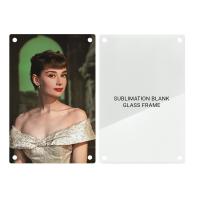 China DIY Printing Blank Sublimation Glass Photo Frame With Alloy Stand Custom Sublimation Picture Frame for sale