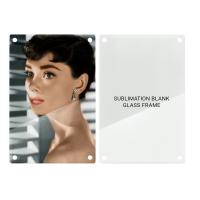 China DIY Printing Blank Sublimation Glass Photo Frame With Alloy Stand Custom Sublimation Picture Frame for sale