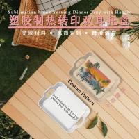 China Customizable Printable White Plastic Blanks Desk Dinnerware Trays With Handles Rectangle Sublimation Serving Tray for sale