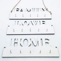 China Modern Single Sided Sublimation Wood Blanks LOVE HOME FAMILY Wooden Key Hooks For Wall And Door for sale